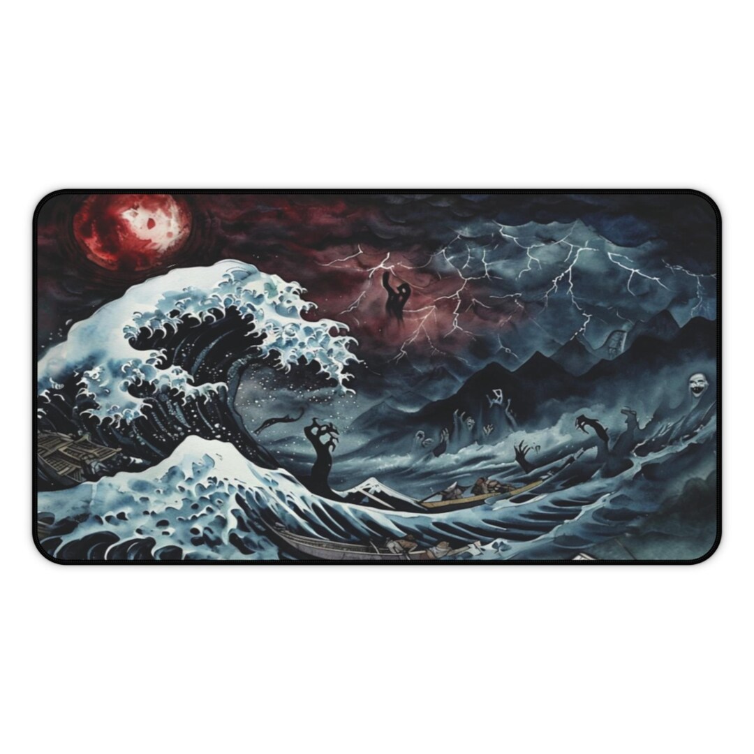 Horror Wave Desk Mat - Great Wave Inspired Design, Lovecraftian Desk ...