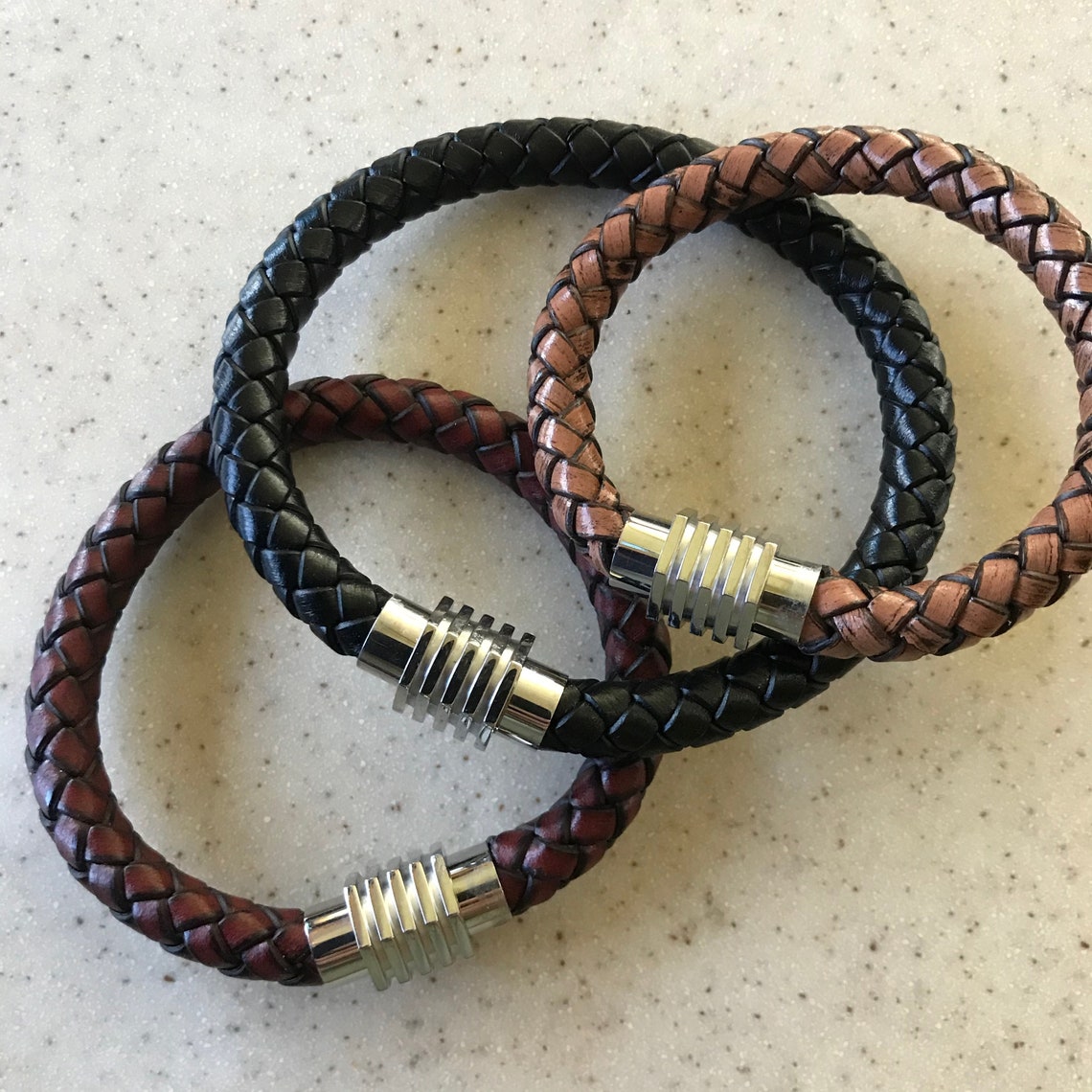 Braided leather rope cuff for a man or woman Western Cowboy | Etsy