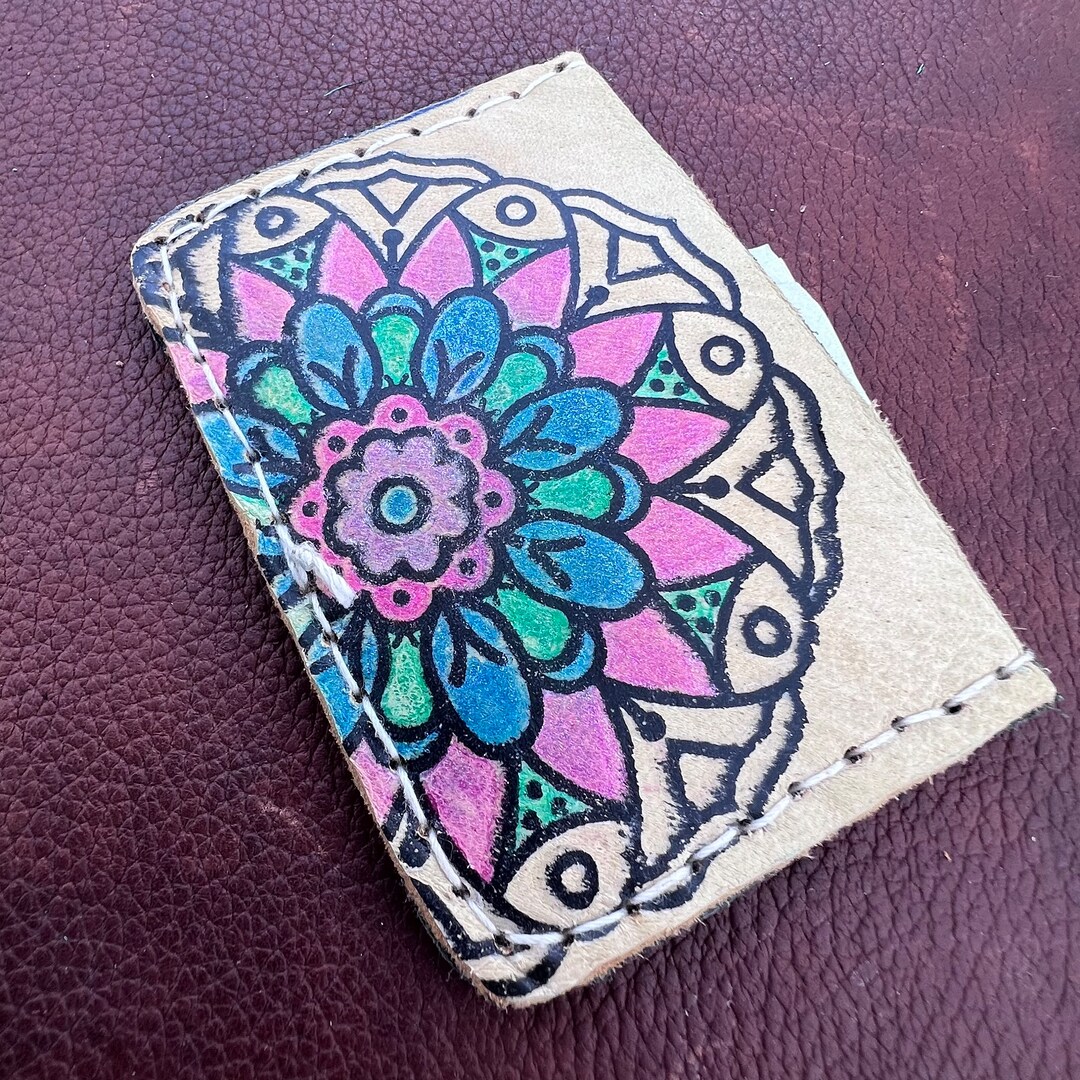 Wallet Pocket Wallet Small Wallet Mandala Design Leather - Etsy