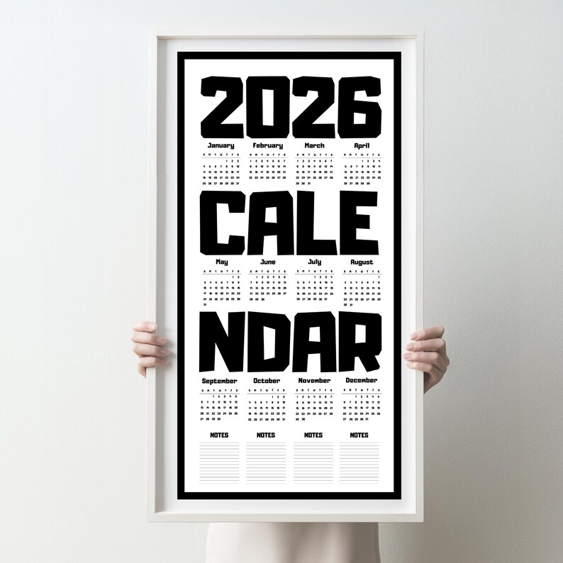 2026 Wall Calendar - Giant Size, Print up to 60cm X 120cm, 6 Color ...
