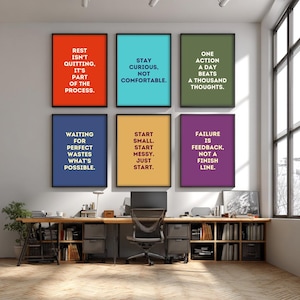 Workplace Motivational Posters - 6 Piece Printable Set, Digital Print ...