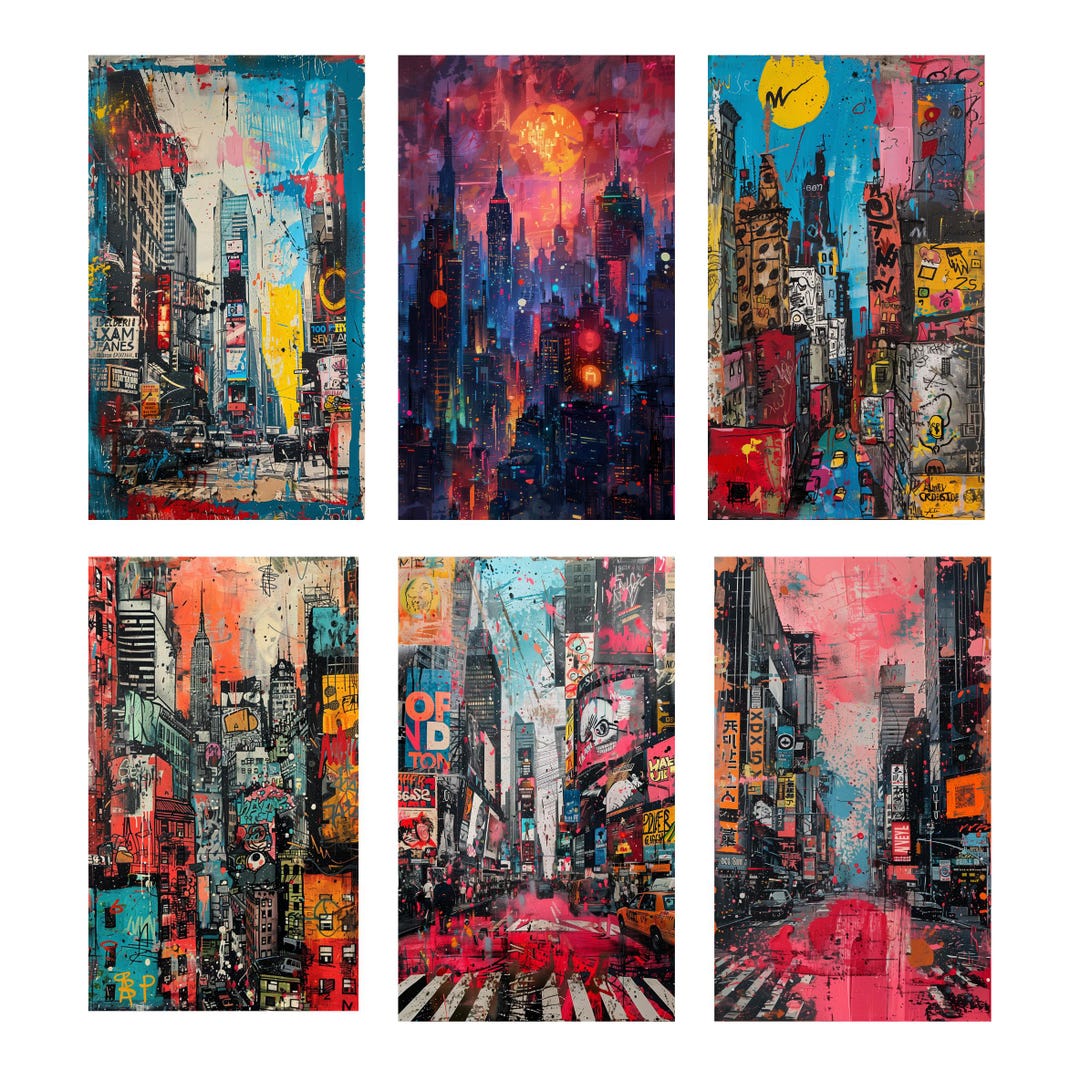Colorful Cityscapes - 6 Piece Printable Art Set, Digital Print, Instant ...