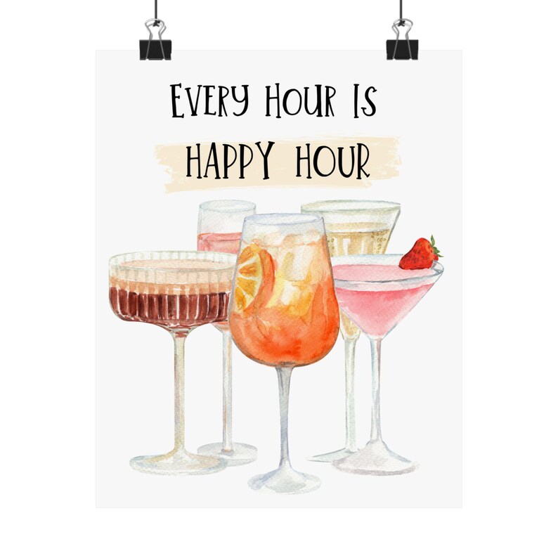 Every Hour is Happy Hour Matte Poster - Bar Decor - Etsy