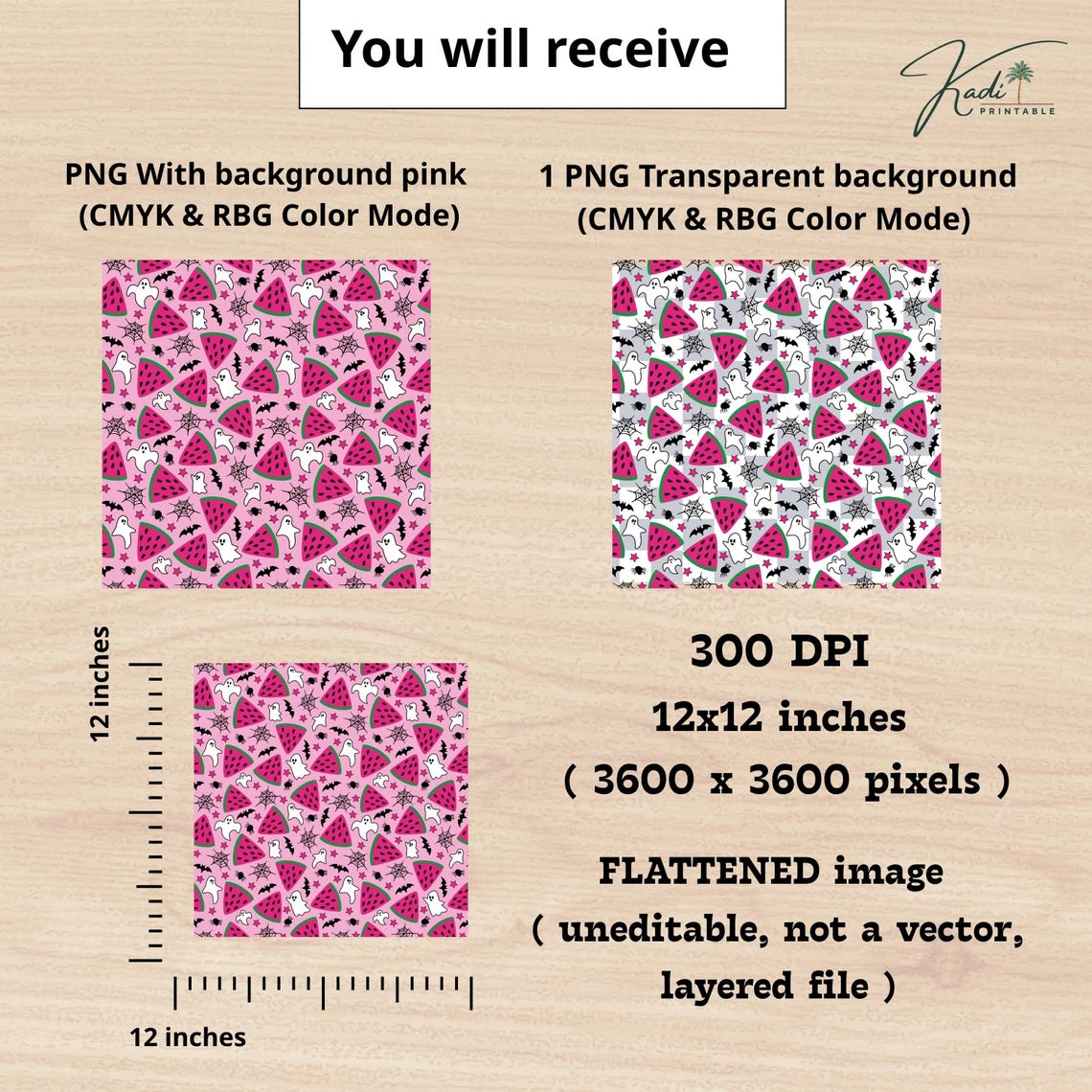 Spooky Pink Watermelon Seamless Pattern: Ghost Horror Clipart (digital ...