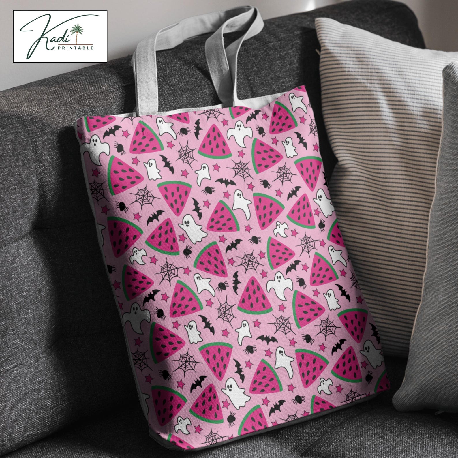 Spooky Pink Watermelon Seamless Pattern: Ghost Horror Clipart (digital ...