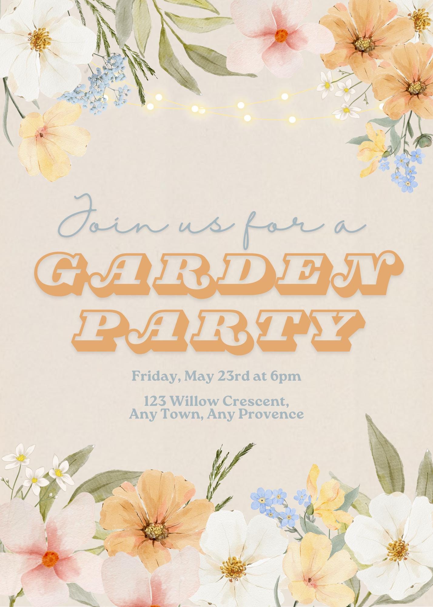 Summer Garden Party Invitation Template - Etsy