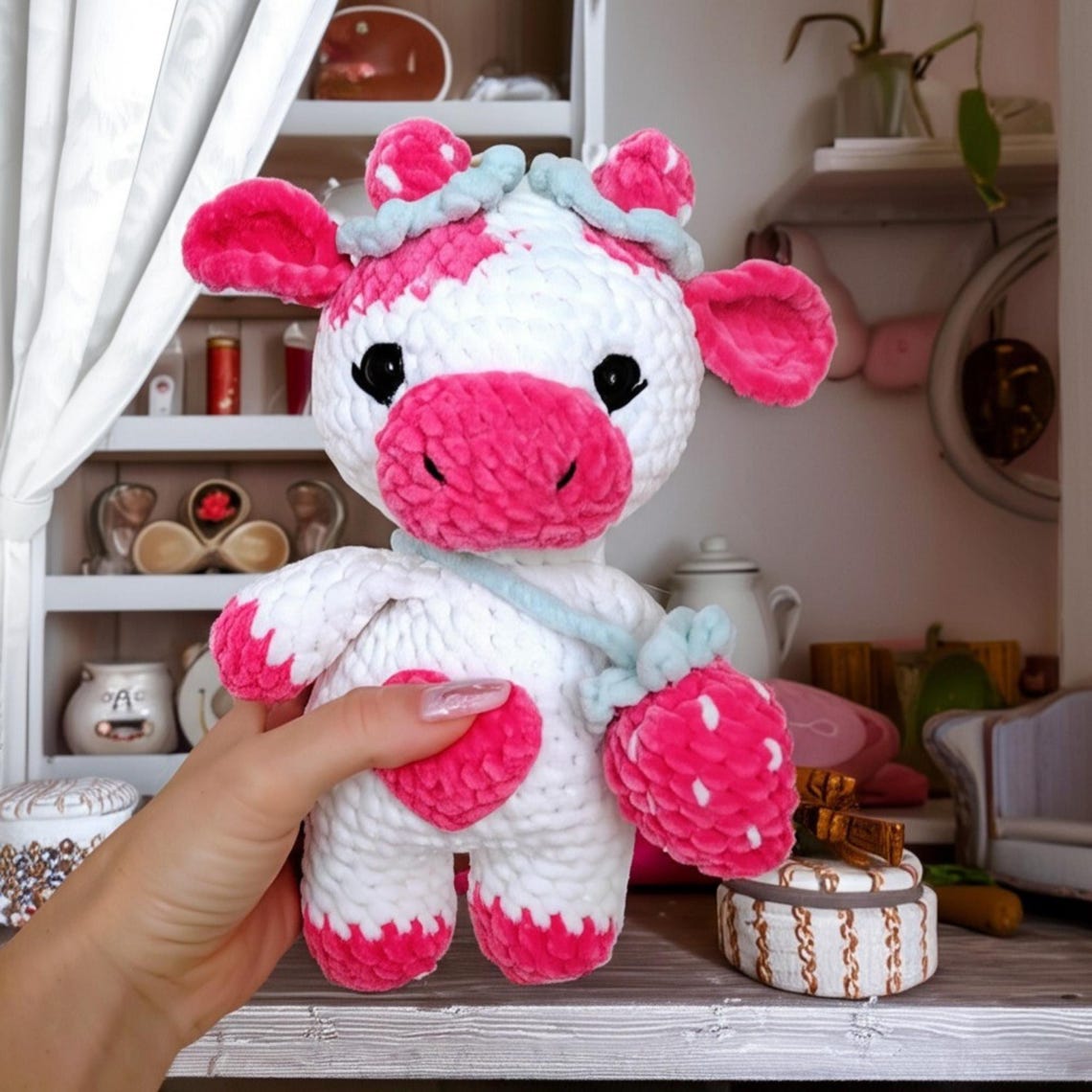 Strawberry Cow Crochet Pattern | Strawberry Cow Plush Crochet ...