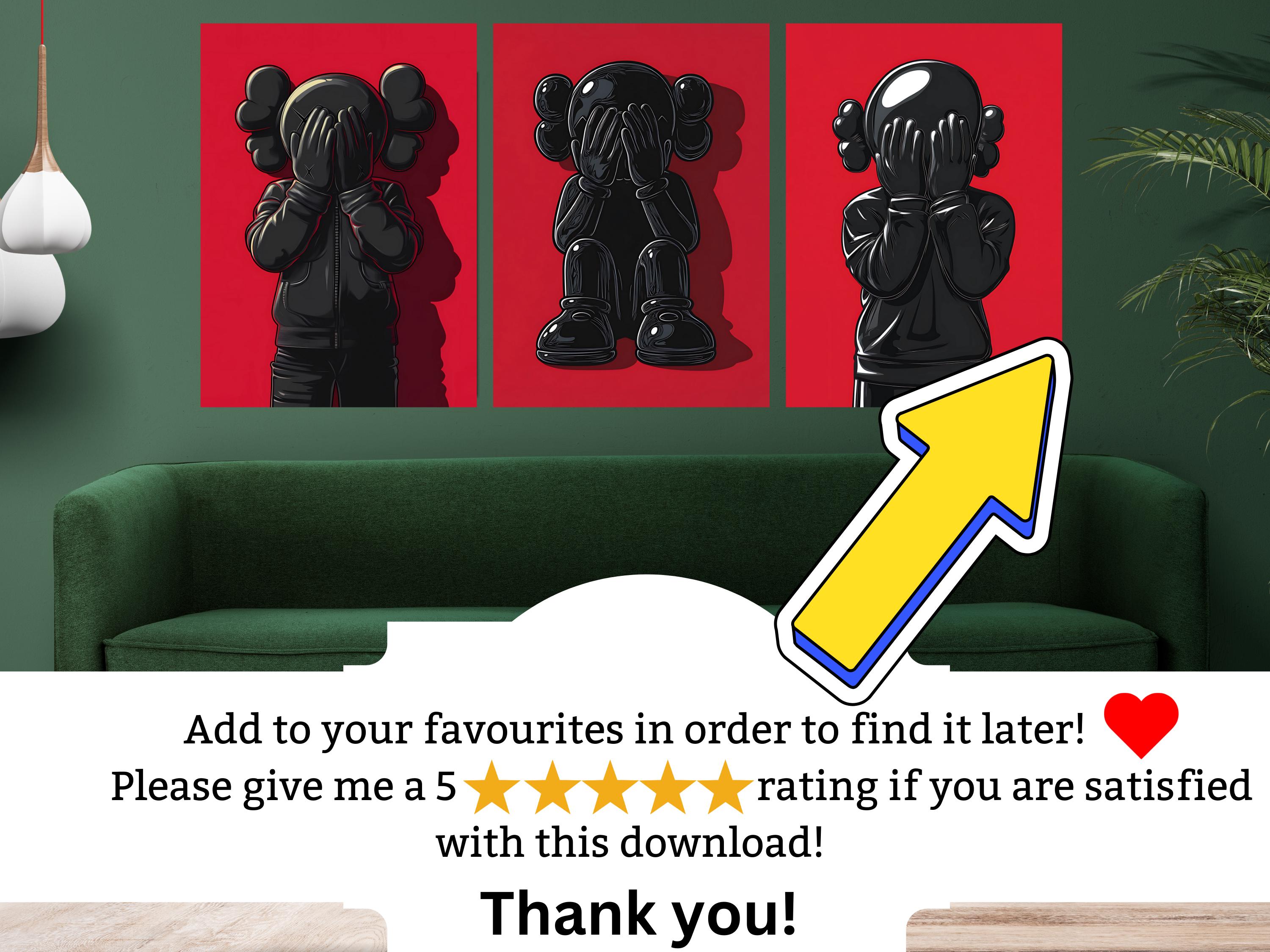 Kaws, Kaws Figure, Kaws Wall Art, Kaws Poster, Kaws Poster Set of 3 ...