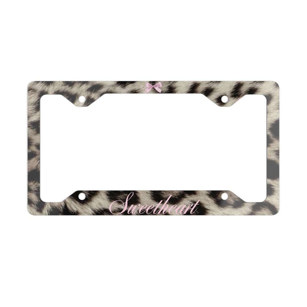 Leopard Sweetheart Metal License Plate Frame | Coquette Car Accessories ...
