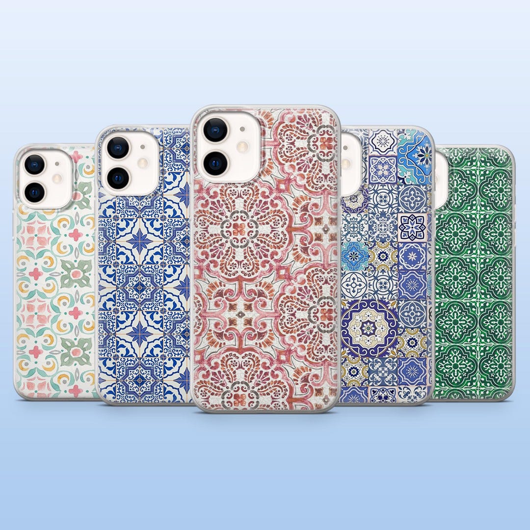Moroccan Tile Phone Case Mosaic Tile Art Cover for iPhone 16 Pro, 15 ...