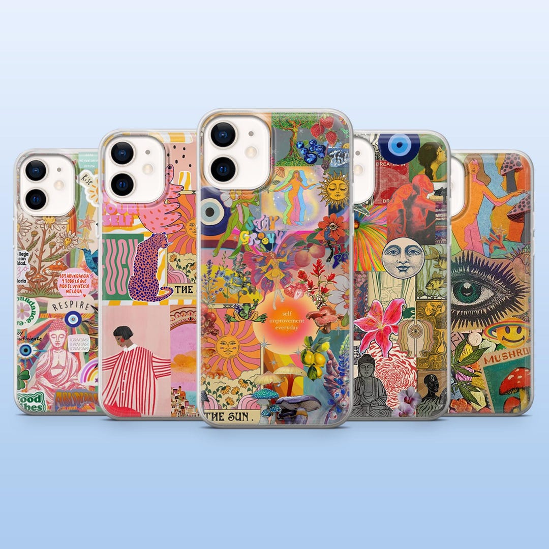 Trippy Phone Case Hippie Boho Aesthetic Cover for iPhone 16 Pro, 15, 14 ...