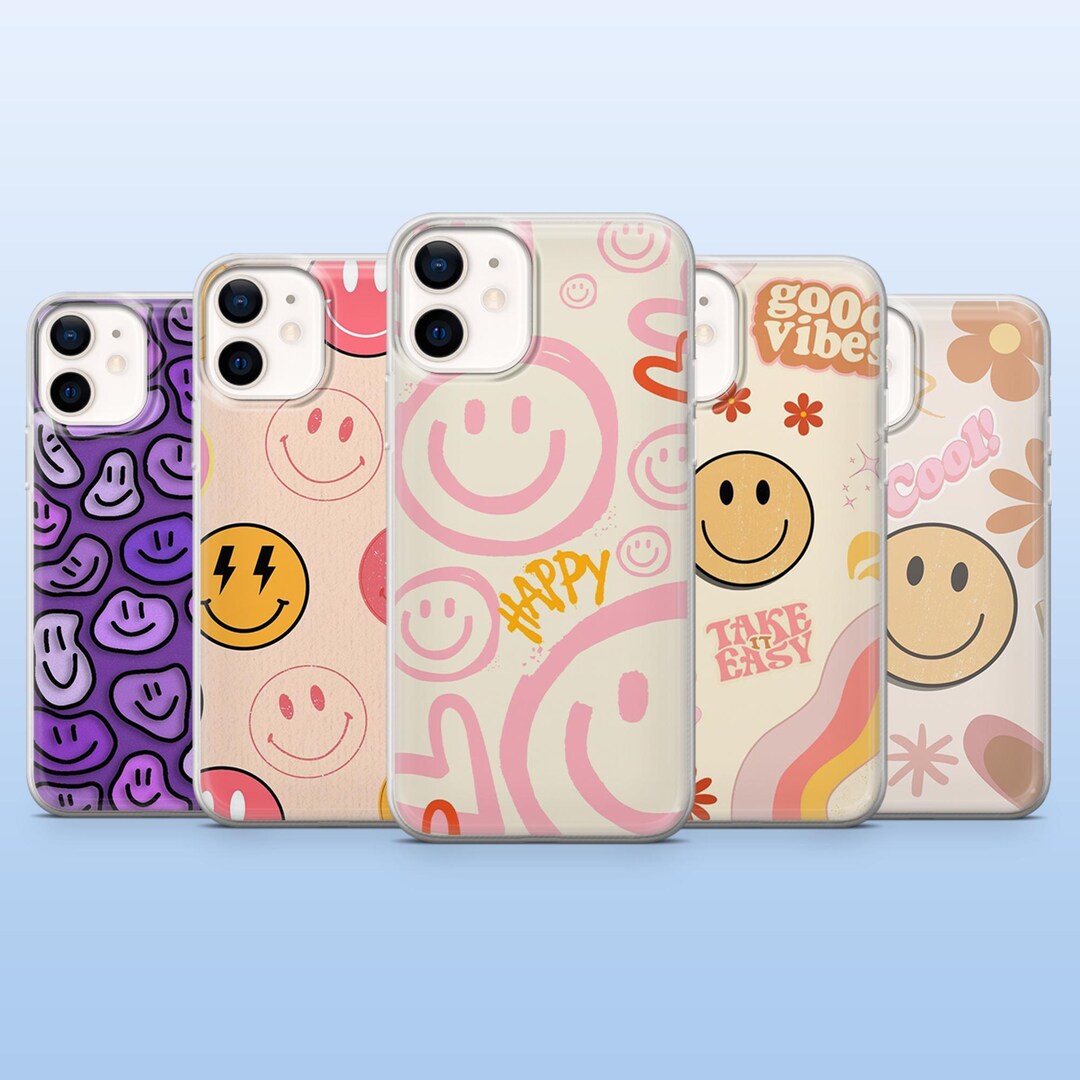 Retro Smiley Phone Case Positive Smiley Face Cover for iPhone 17pro, 16 ...