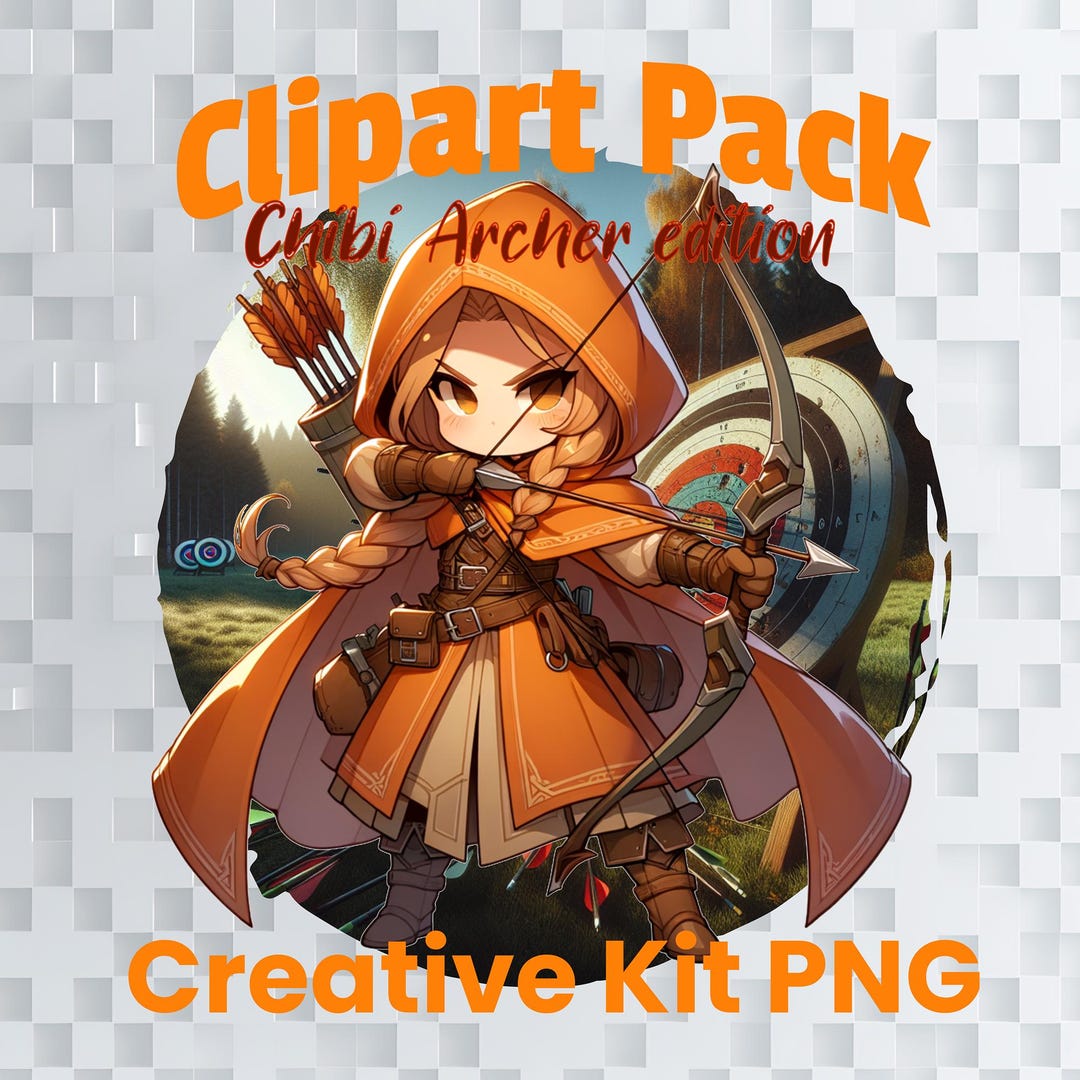 Chibi Rogue Archer Clipart Kit: RPG Gaming PNG Graphics (digital ...