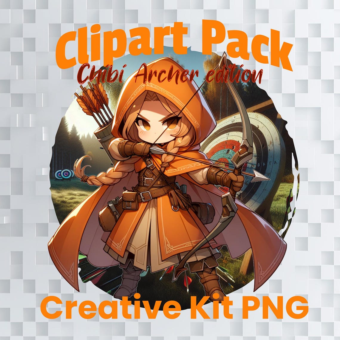 Chibi Rogue Archer Clipart Kit: RPG Gaming PNG Graphics (digital ...