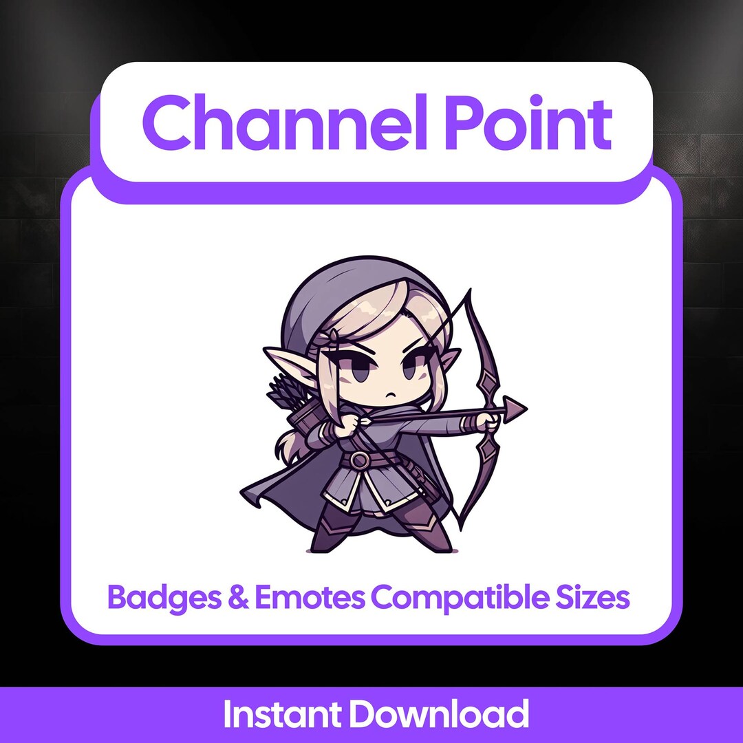 Chibi Elf Archer Channel Point | Kawaii Fantasy Ranger Emote & Badge ...