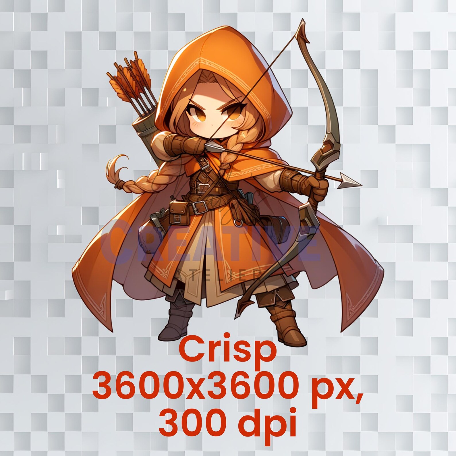 Chibi Rogue Archer Clipart Kit: RPG Gaming PNG Graphics (digital ...