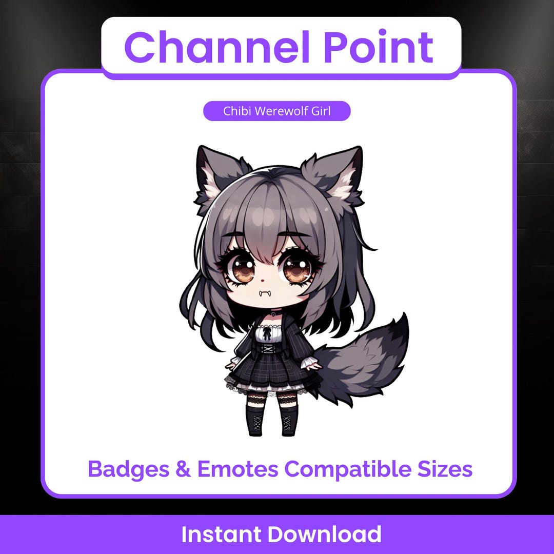 RPG Werewolf Girl Channel Point | Chibi Twitch Reward | Dark Fantasy ...