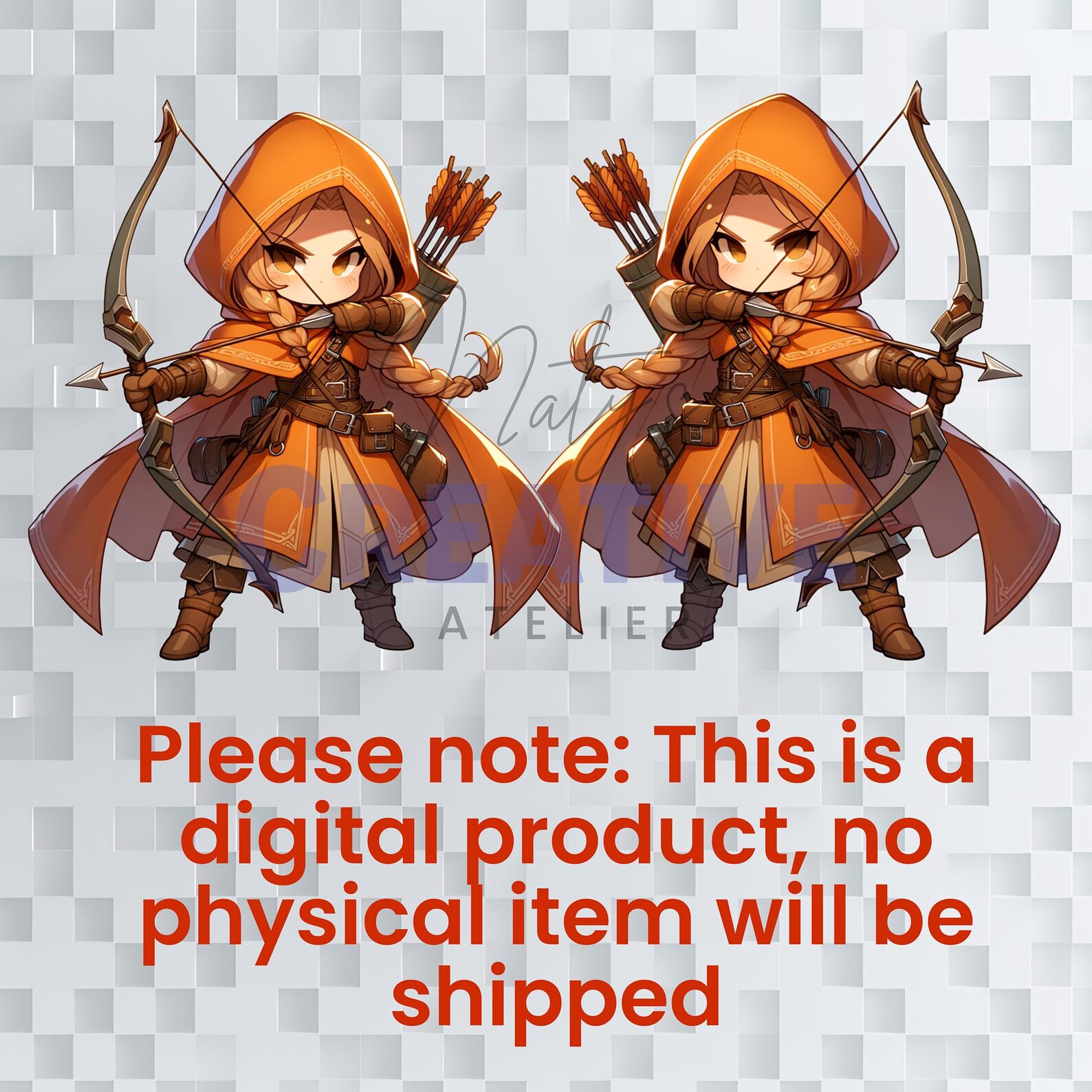 Chibi Rogue Archer Clipart Kit: RPG Gaming PNG Graphics (digital ...