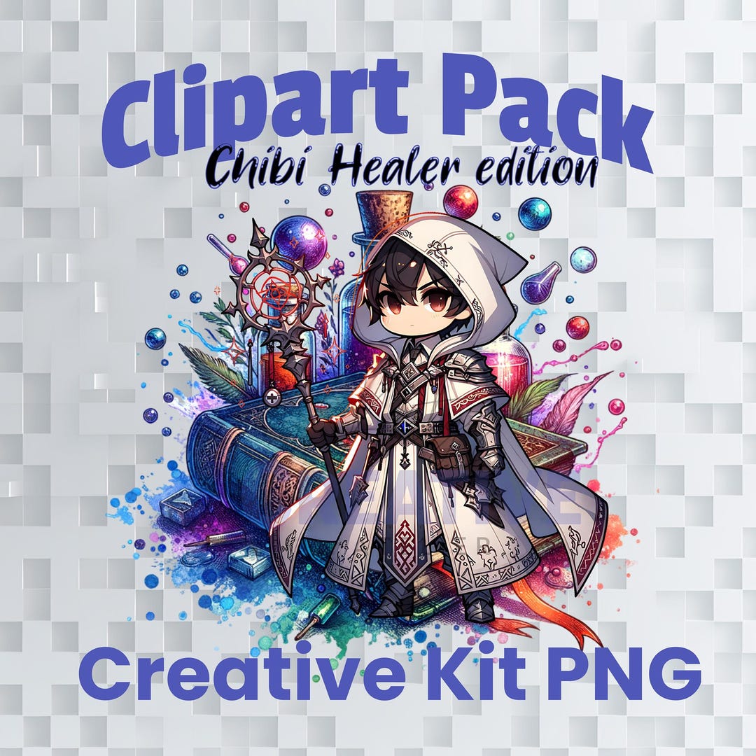 Chibi Healer Clipart Bundle: RPG Game Art for Digital Planners (digital ...