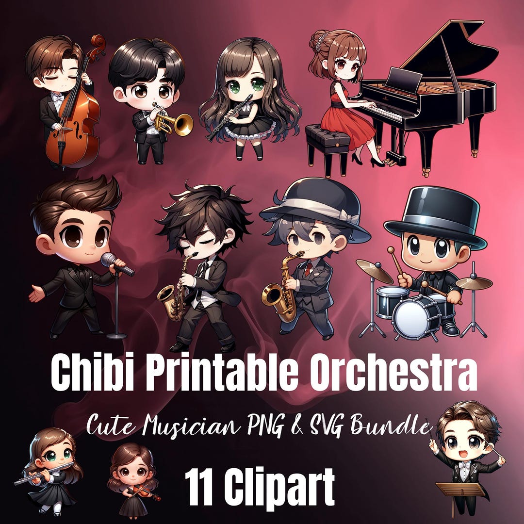 Chibi Musicians Clipart: Orchestra PNG SVG PDF - Classroom Decor for ...