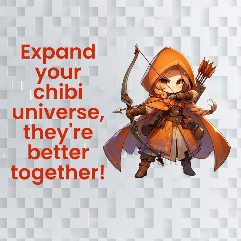 Chibi Rogue Archer Clipart Kit: RPG Gaming PNG Graphics (digital ...