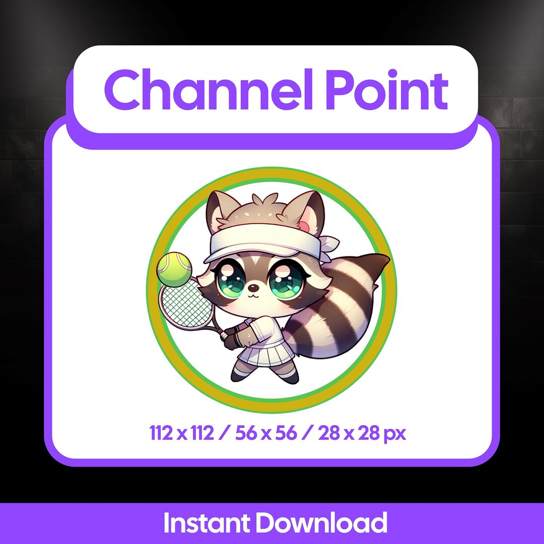Kawaii Tennis Raccoon Chibi – Twitch Channel Point Icon | Sports Emotes ...