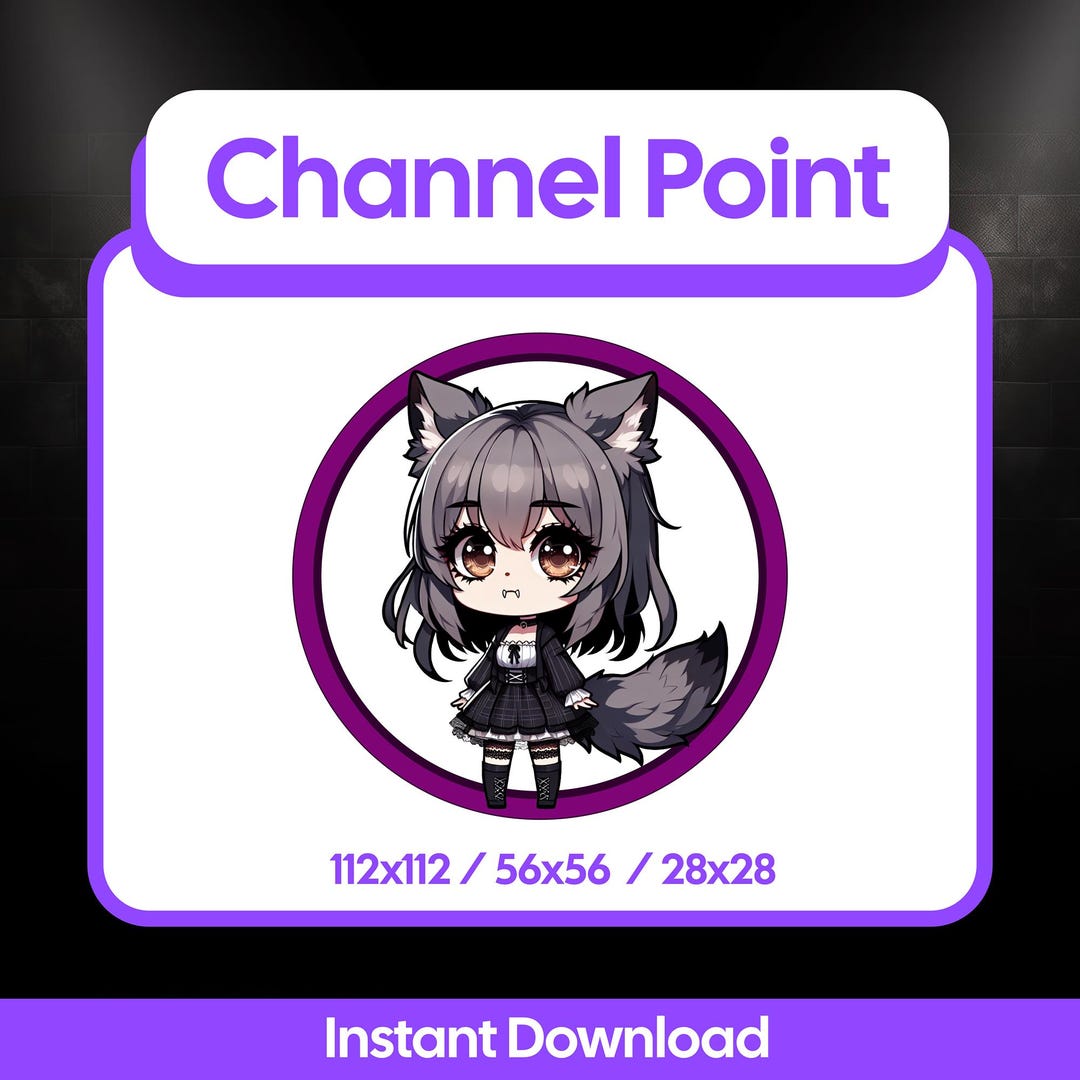 Chibi Werewolf Girl Channel Point: Anime Twitch Reward Icon (digital ...