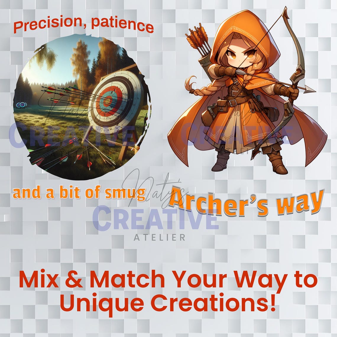 Chibi Rogue Archer Clipart Kit: RPG Gaming PNG Graphics (digital ...
