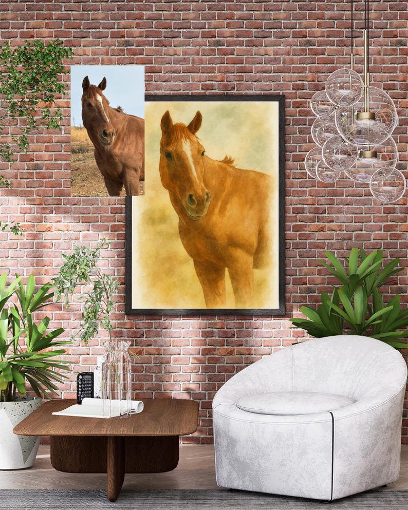 Custom Horse Portrait: Ai-assisted Watercolor Style Painting ...