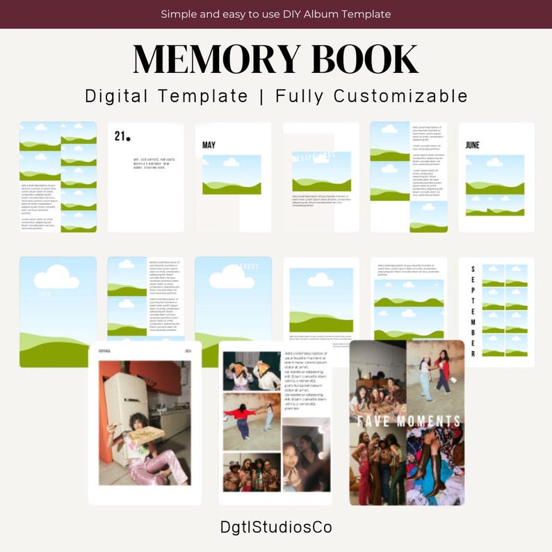 Personal Memory Book Customizable Template | DIY Photo Album | Digital ...