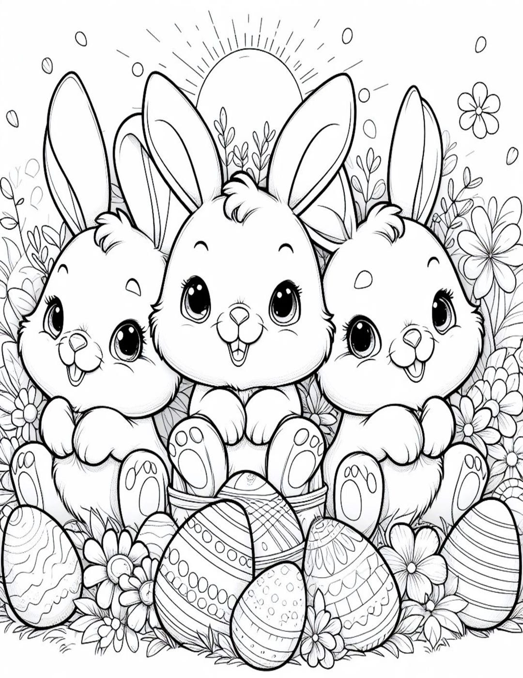 Cute Animals | Easter Coloring Pages | Set of 5 - Etsy