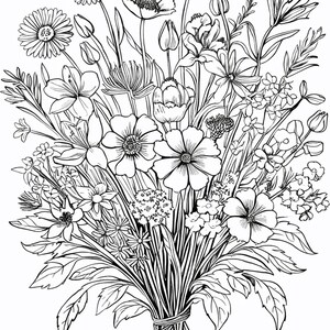 Spring Flowers Coloring Pages | Variety Two | Set of 5 - Etsy