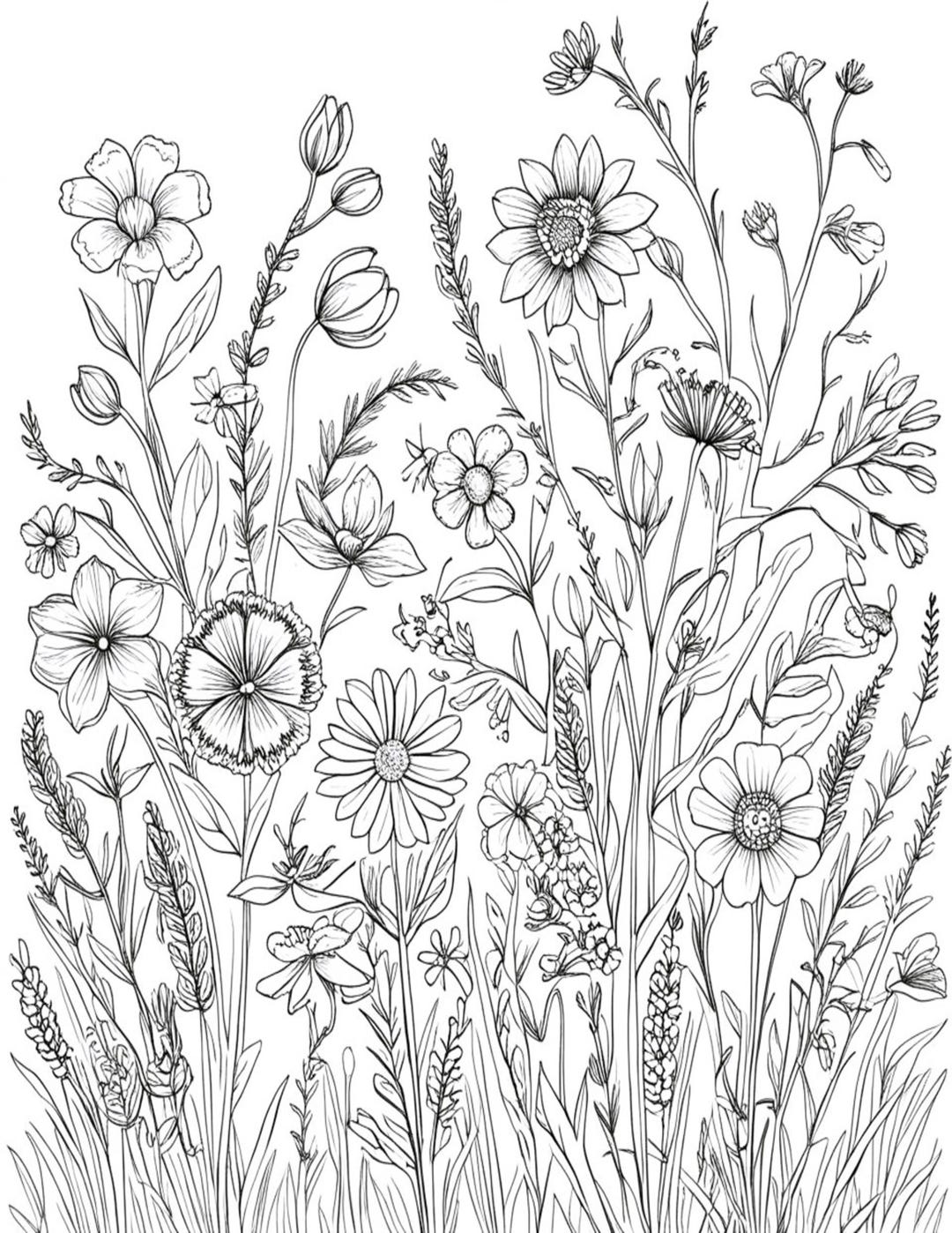 Spring Flowers Coloring Pages | Variety Three | Set of 5 - Etsy