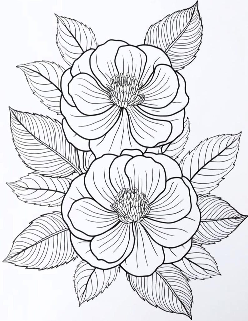 Spring Flowers Coloring Pages | Variety Two | Set of 5 - Etsy