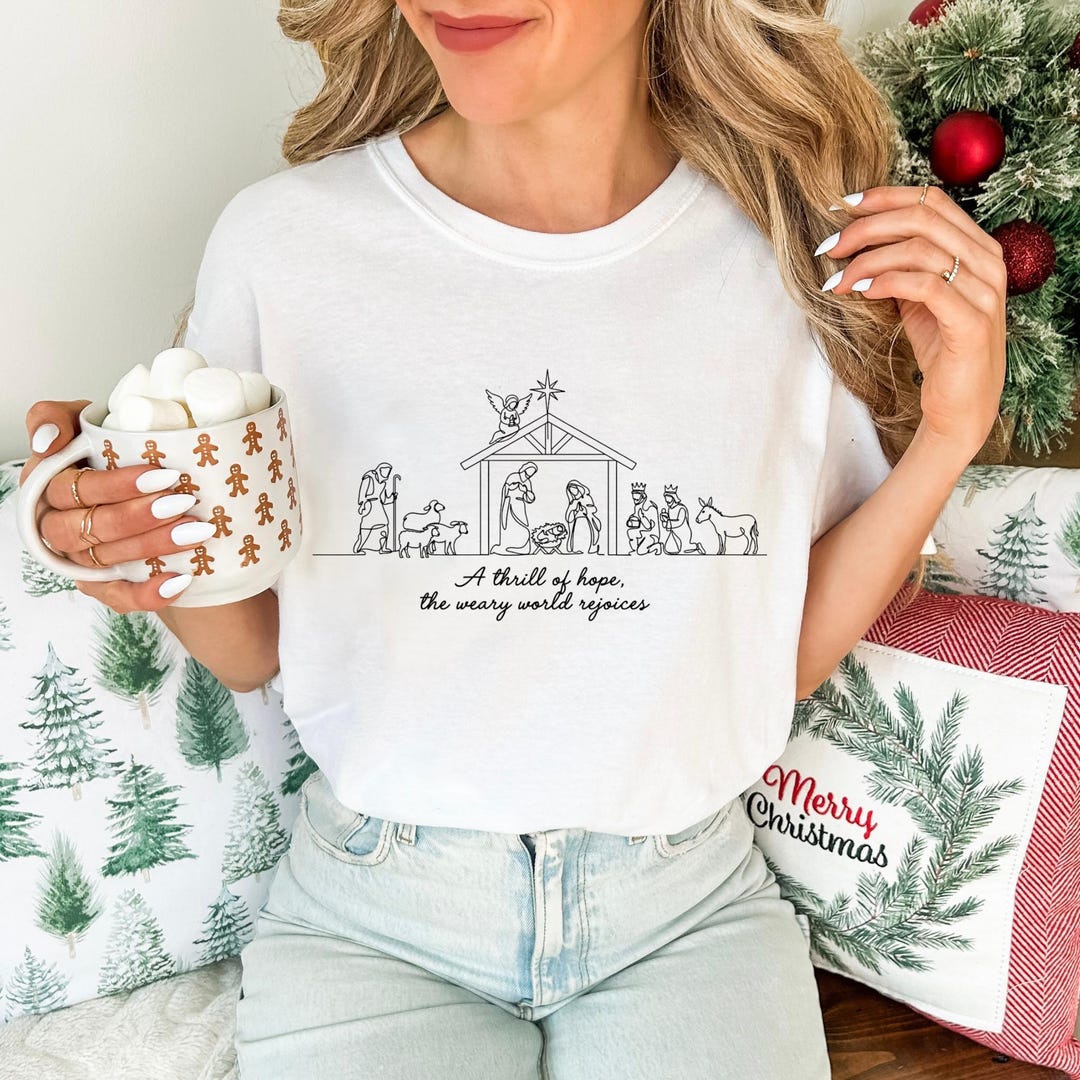 Nativity Scene Shirt, Nativity Scene Christmas Tshirt, Jesus Lover Tee ...