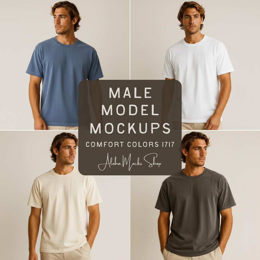 The Male Model 4-pack | Comfort Colors 1717 Mockup Bundle | Indoor ...