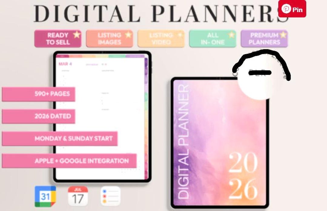 2026 Digital Planner, Calendars, Trackers, Stickers, Goodnotes and ...