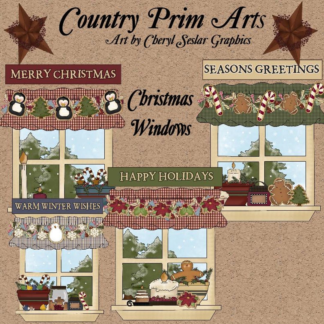Digital Downloadclipart, Christmas Windows, Cheryl Seslar, Images ...