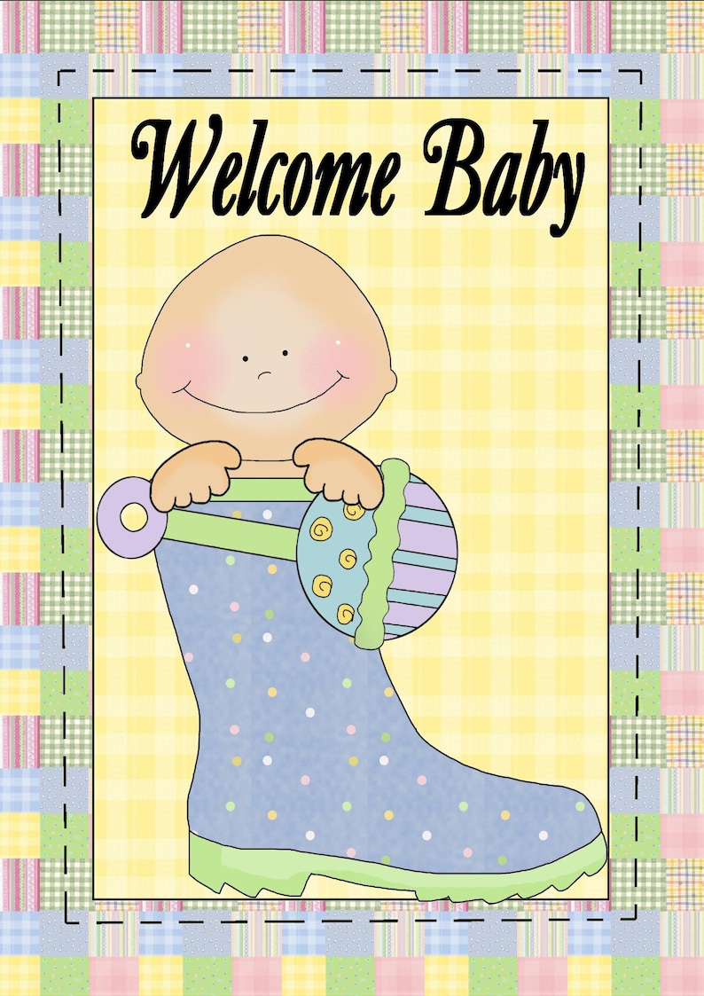 Digital Downloadwelcome Baby Boy Greeting Cards: Rubber Boots Clipart ...
