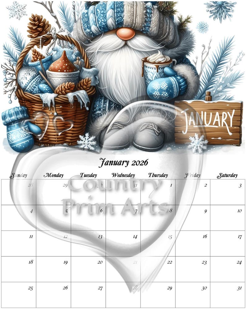 2026 Seasonal Gnomes Calendar, Monthly Art (digital Download) - Etsy