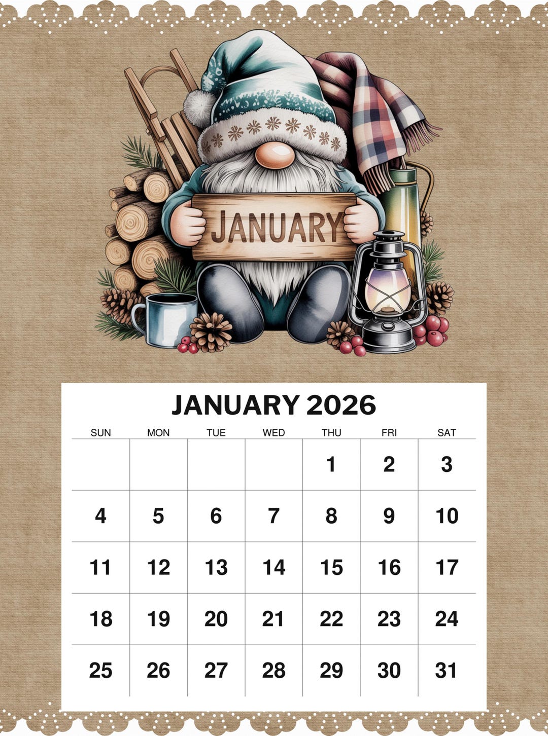 Gnomes 12 Month Calendar With Background. Flowers, Pumpkins, Books ...