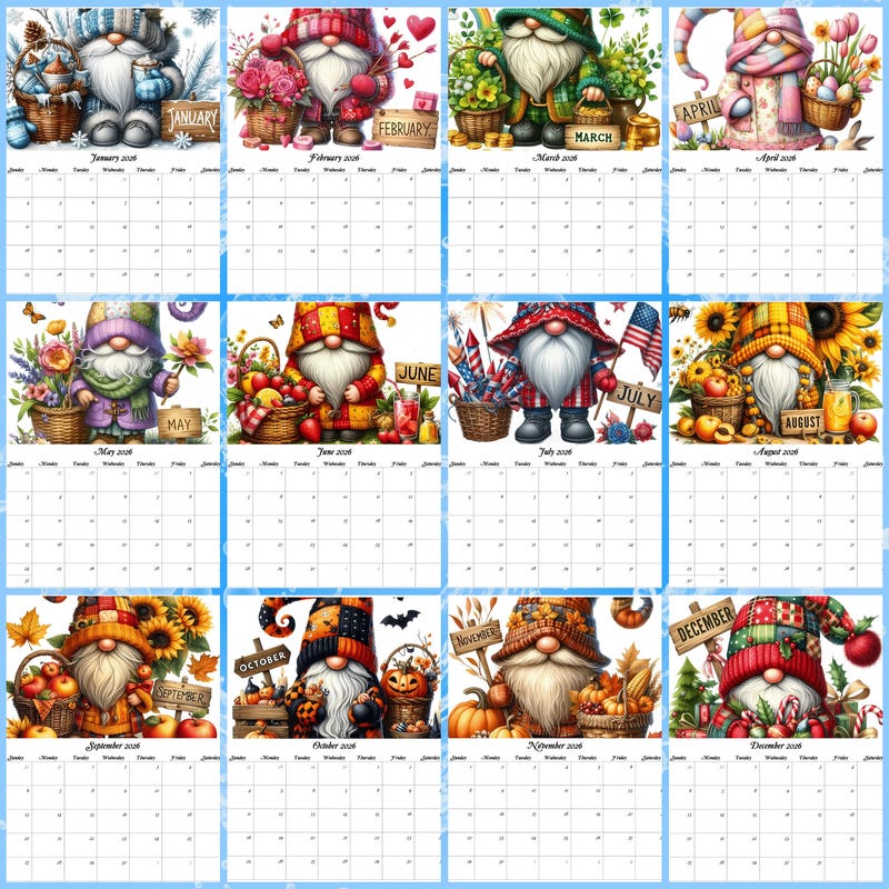 2026 Gnome Calendars - Etsy