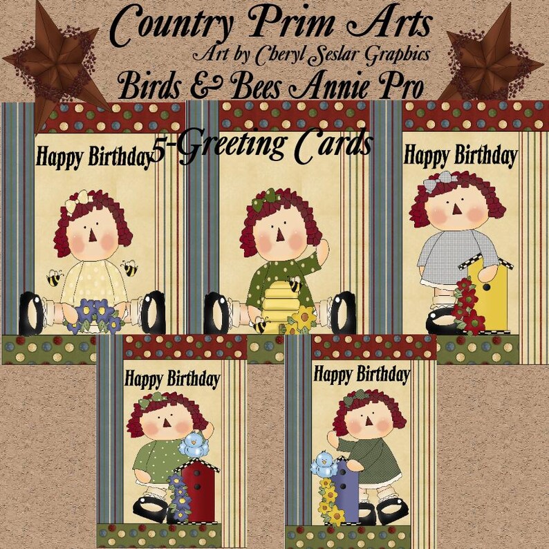 Birds & Bees 'happy Birthday' Greeting Cards (digital Download) - Etsy