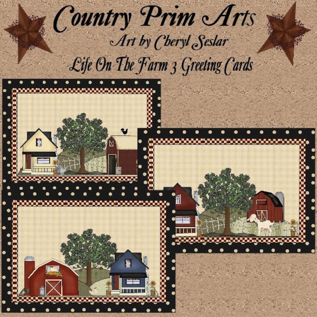 Digital Downloadlife on the Farm Pro 3-greeting Cards by Country Prim ...