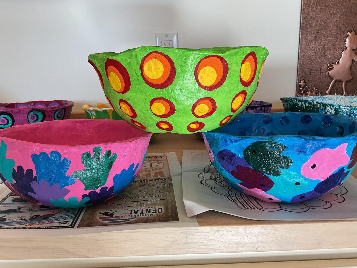 Functional Paper Mache’ Bowls of All Colors. You Can Choose Colors ...