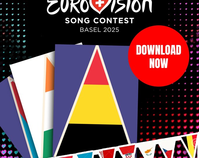 Eurovision 2025 Printable Bunting – Country Flags | Party Decor ...