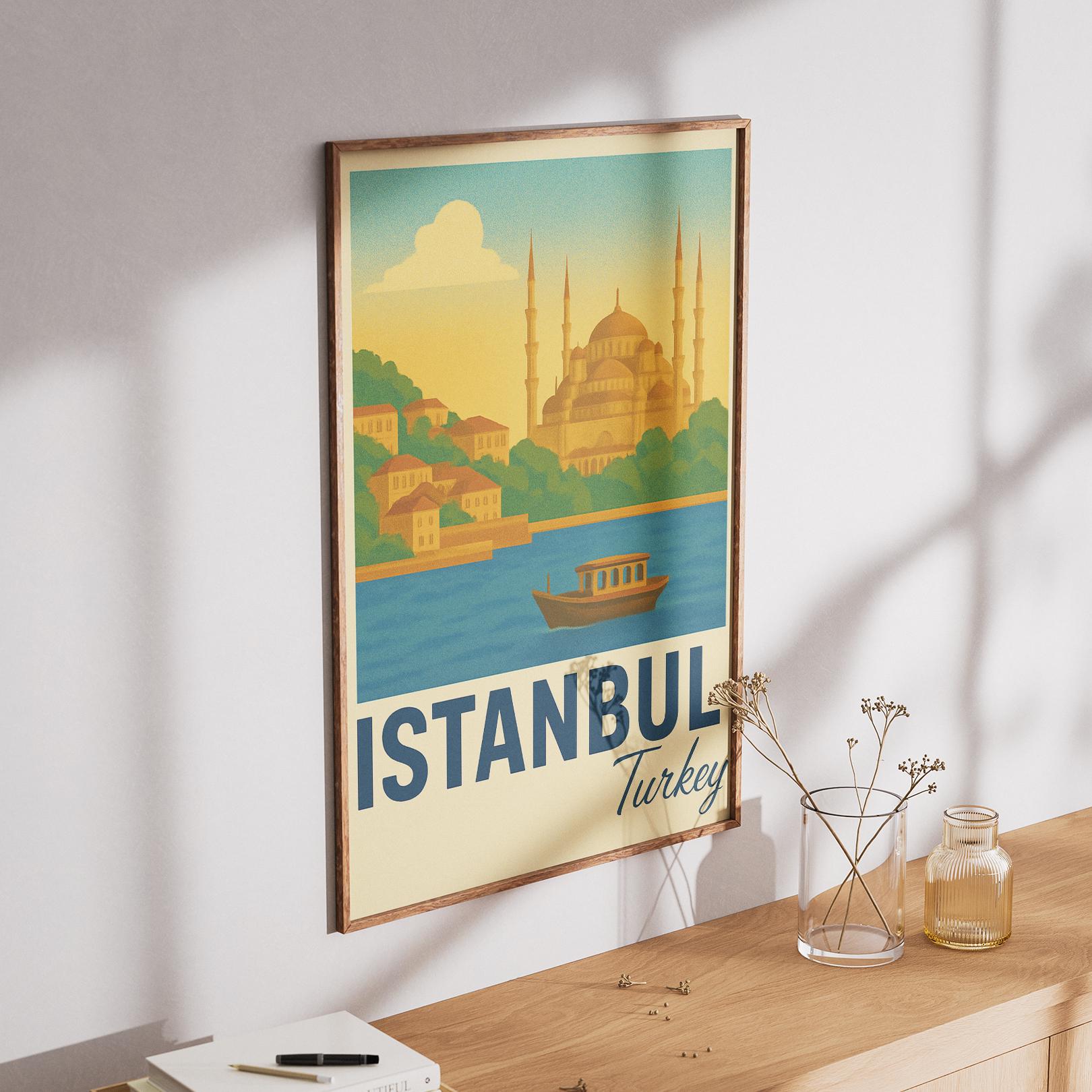 Istanbul Travel Poster – Turkey Wall Art Print – Istanbul Art for ...