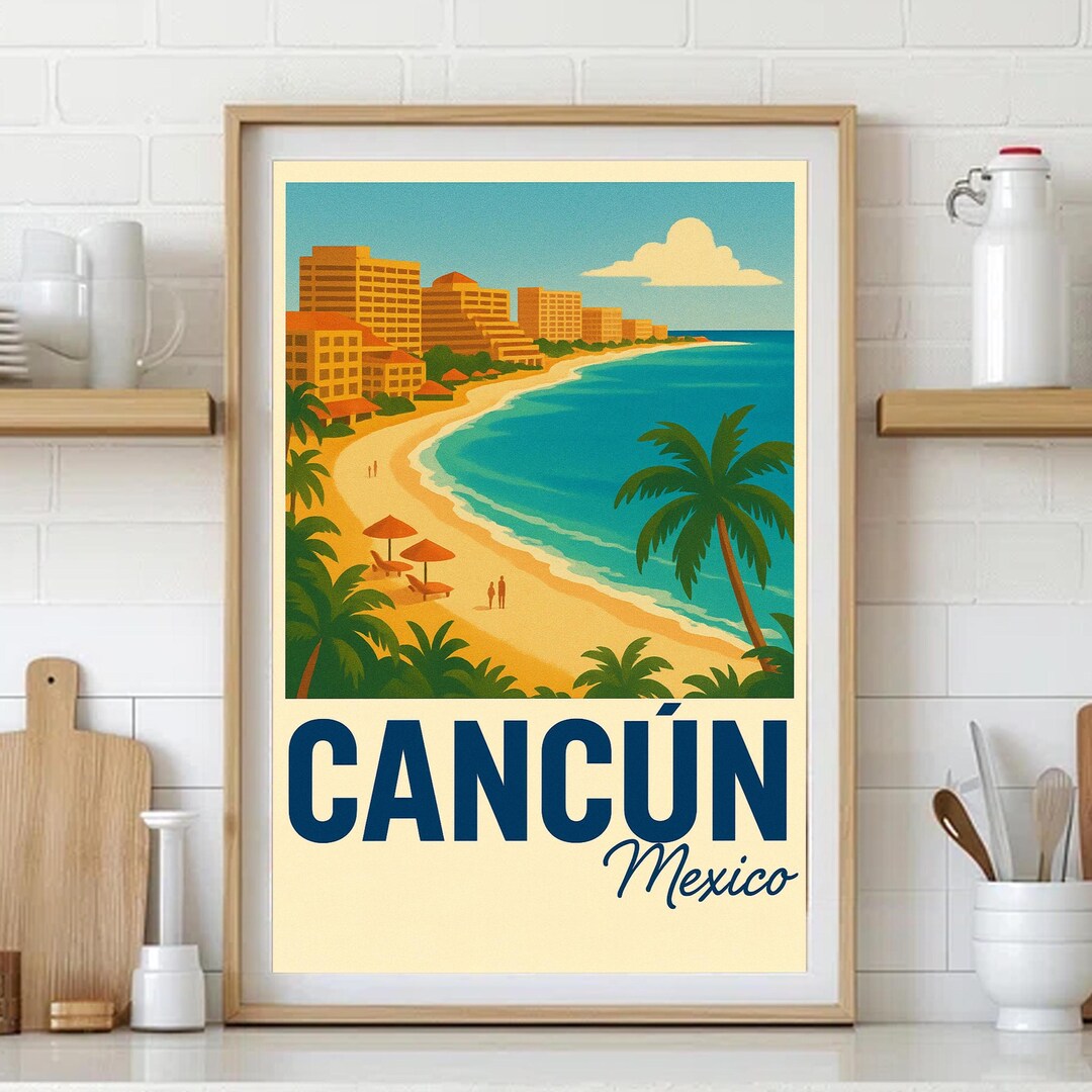 Cancún Travel Poster – Mexico Wall Art Print – Cancun Art for Travel ...