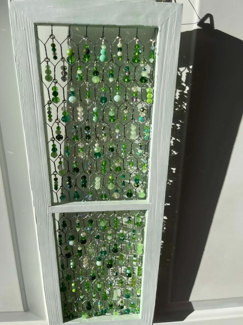 Green Beaded Chicken Wire Frame - Sparkling Forest Decor (16x6) - Etsy