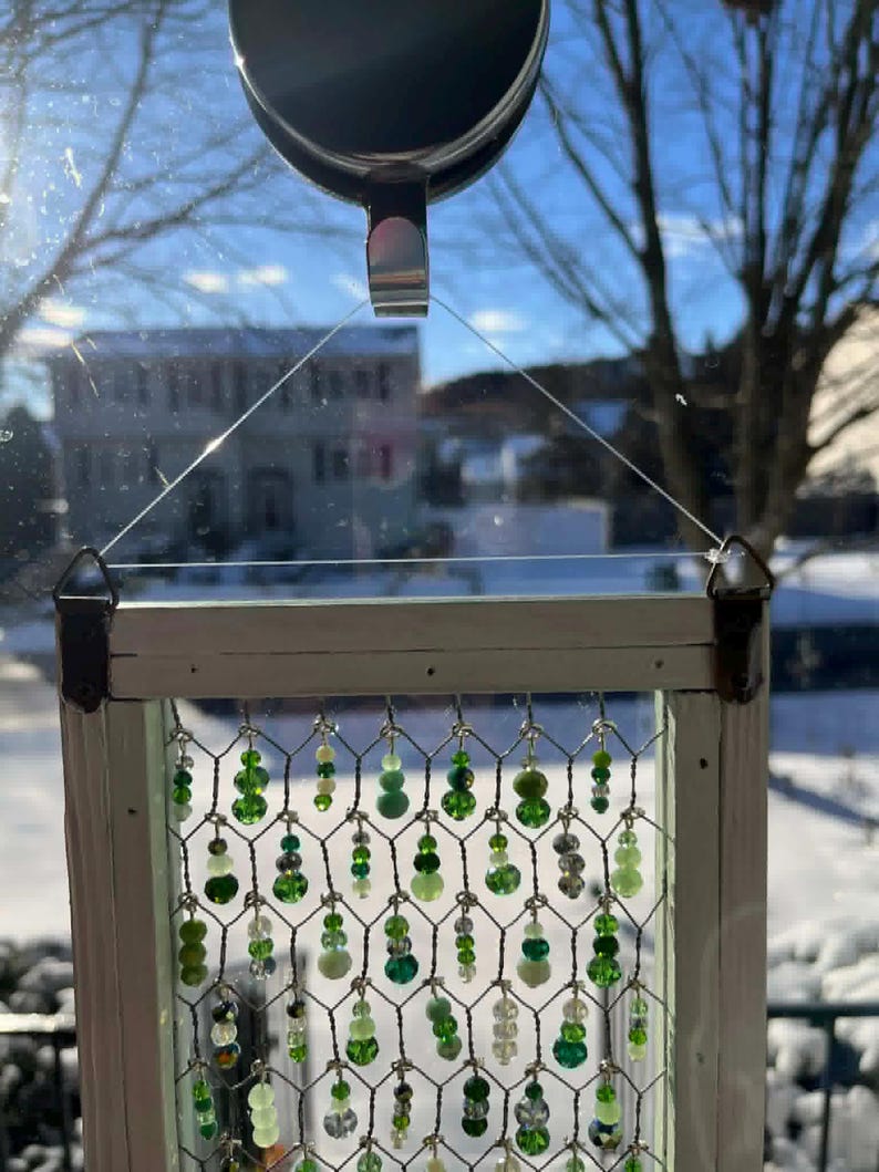 Green Beaded Chicken Wire Frame - Sparkling Forest Decor (16x6) - Etsy